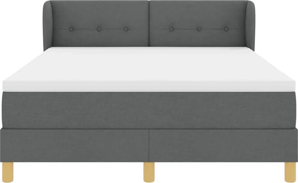 Postel s boxspringem s čelo Tmavě šedá 140 x 190 cm textil 3340207