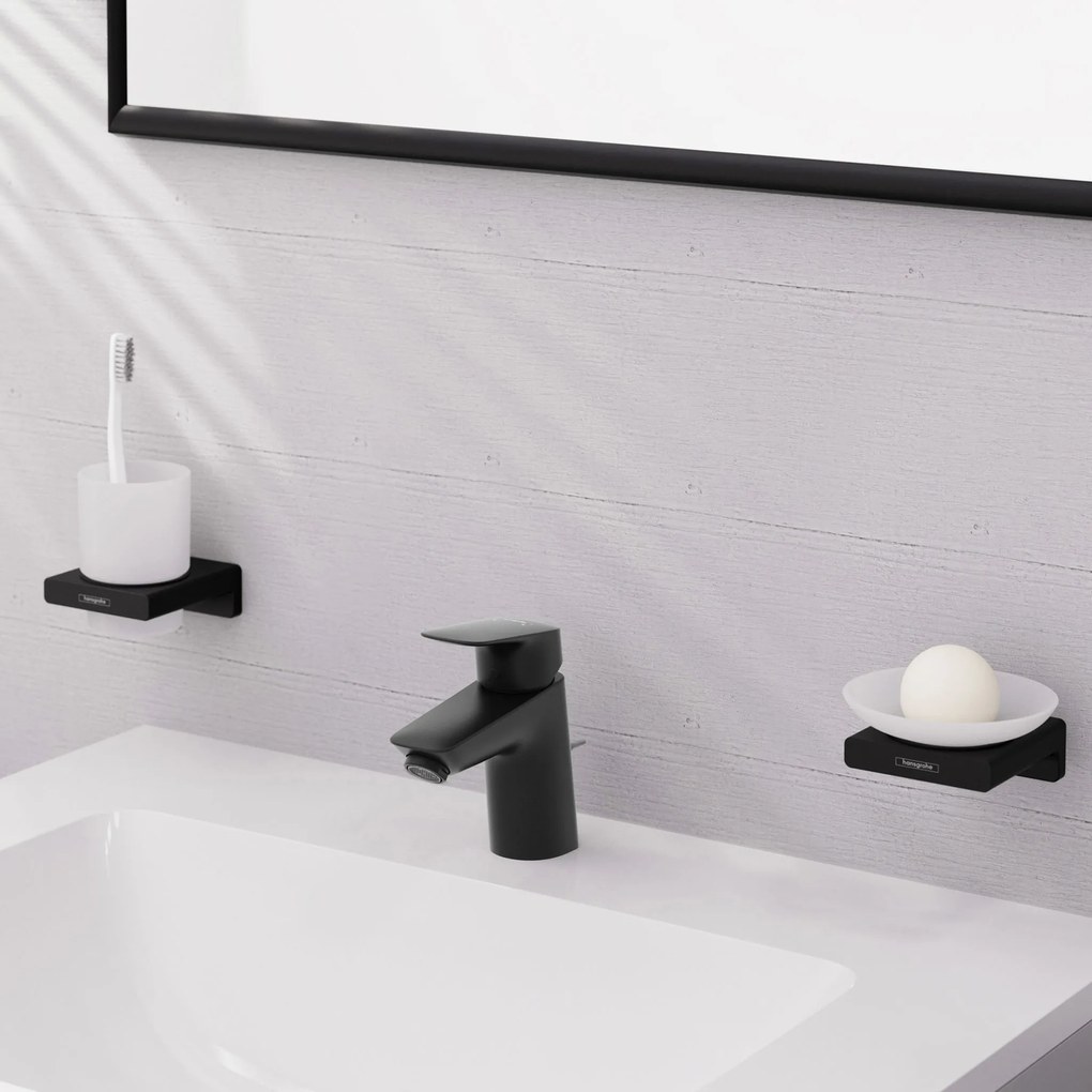 Hansgrohe Logis, umyvadlová baterie 70 s odtokovou soupravou s táhlem, černá matná, HAN-71070670