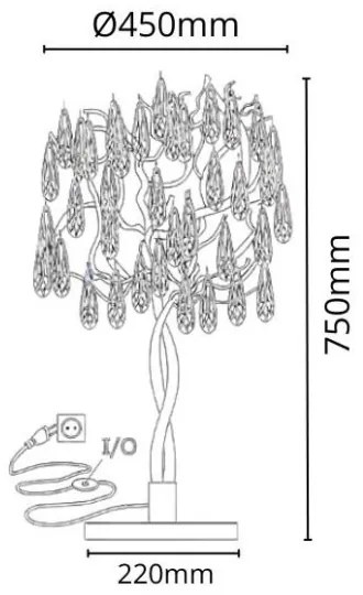 Křišťálová stolní lampa 5xG9/40W/230V zlatá