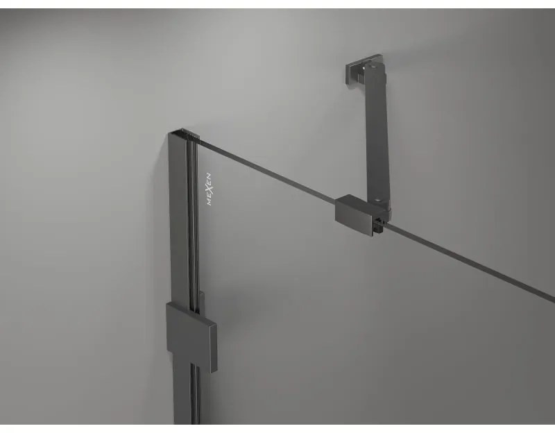 Mexen, Mexen Lunar pravé otočné sprchové dveře 120 cm, transparentní, pistolový kov - 834-120-000-95-00-P