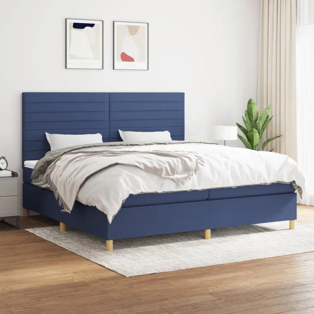 Box spring postel s matrací modrá 200x200 cm textil,  3142447