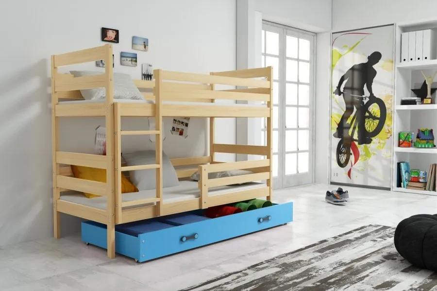 Falco Patrová postel Norbert s úložným prostorem, borovice/modrá