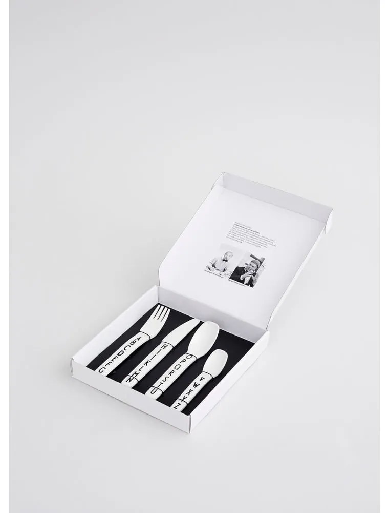 4dílná sada bílých dětských příborů Design Letters