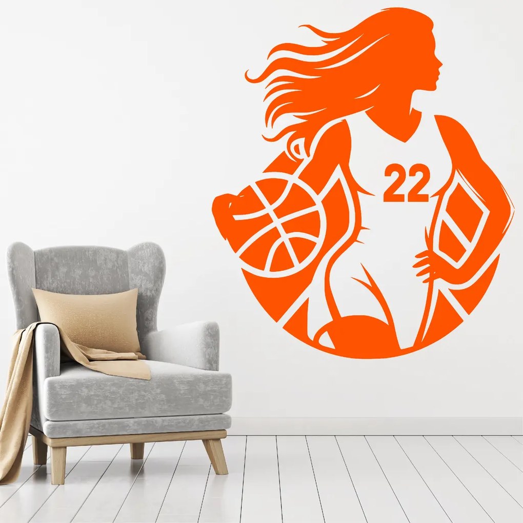 Živá Zeď Samolepka na zeď Basketbalistka s vlastním číslem Barva: černá