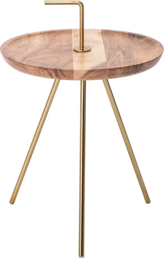 Noble Home Zlatý masivní akáciový stolek Cevero, 36 cm