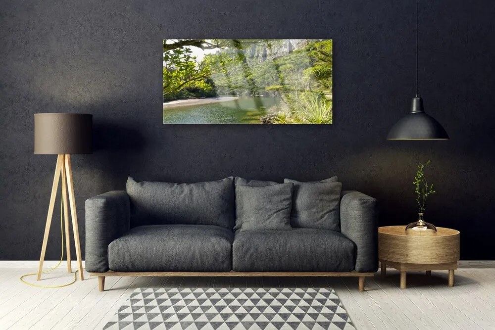 Obraz na skle Jezero Příroda 125x50 cm