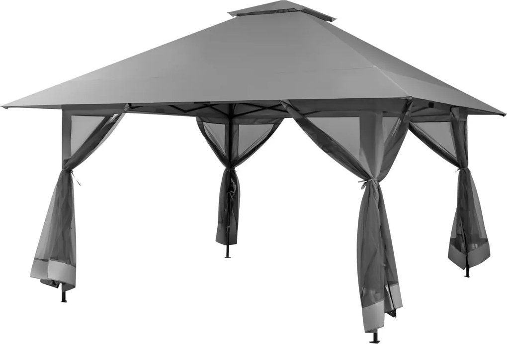 Costway Zahradní altán s bočními stěnami z pletiva UV ochrana 50+ – 4 × 4 m