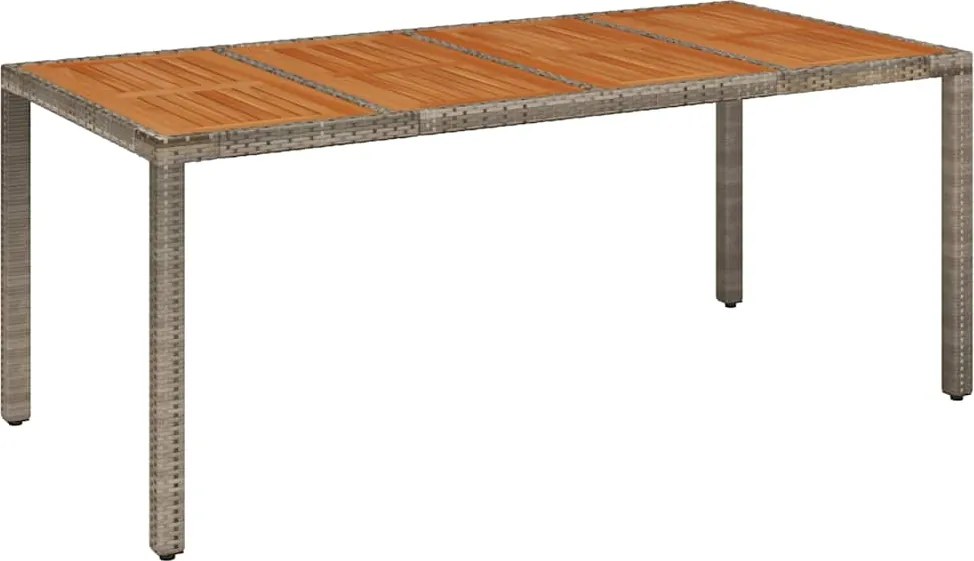 Zahradní stůl s dřevěnou deskou šedý 190 x 90 x 75 cm polyratan 319906