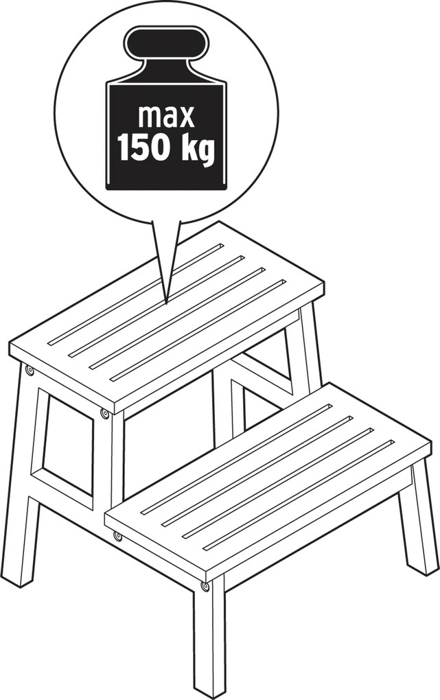 Tchibo - Schůdková stolička z masivního dřeva - barva: hnědá