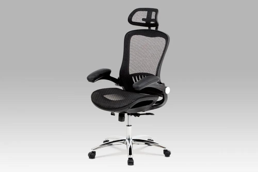 Kancelářská židle, synchronní mech., černá MESH, kovový kříž KA-A185 BK Autronic