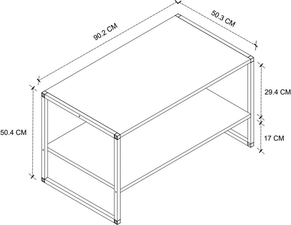 VerDesign DUREN 50*90 konferenční stolek, borovice/černá
