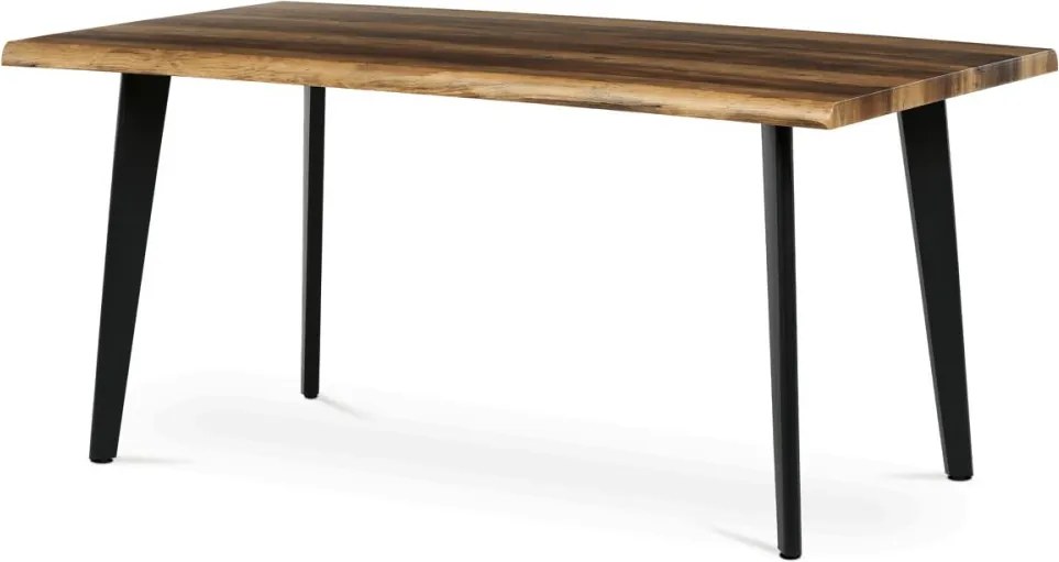 Stůl jídelní, MDF deska, kov, dekor staré dřevo, černý lak (160 x 90) cm
