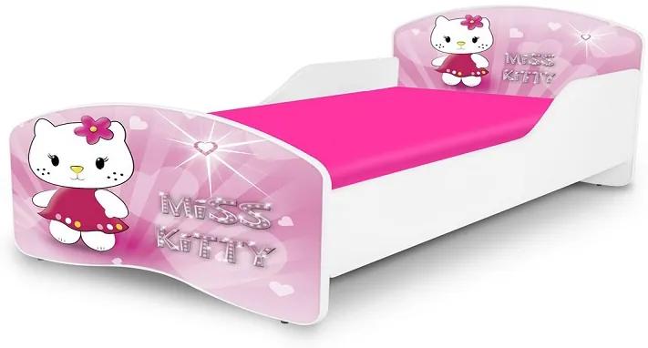 Dětská postel MISS KITTY - small rainbow - Rozměry 140x70