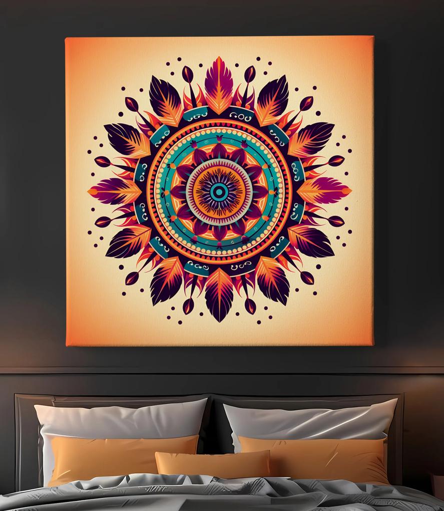 Obraz na plátně - Mandala ohnivý lapač FeelHappy.cz Velikost obrazu: 80 x 80 cm