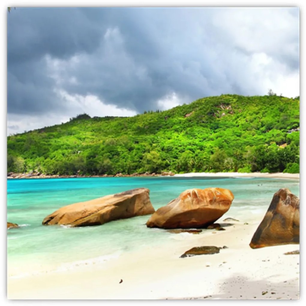 Obraz - Seychely, pláž Takamaka (30x30 cm)