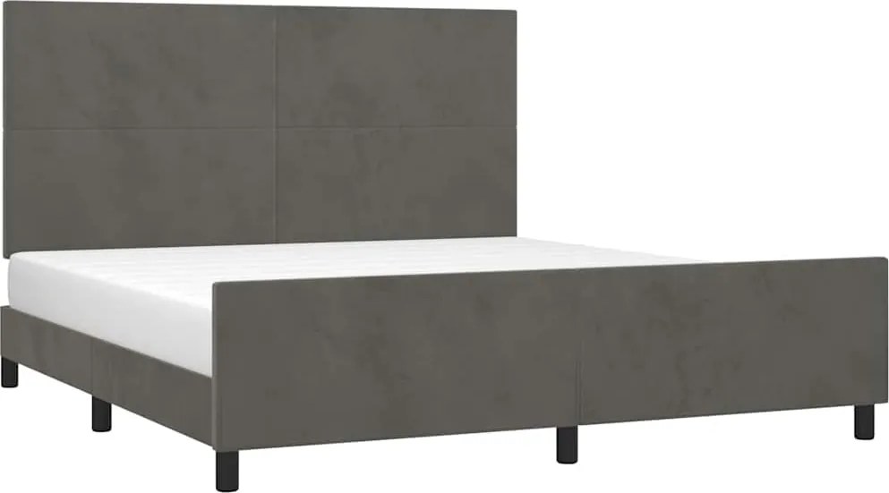 Rám postele bez matrace tmavě šedý 160 x 200 cm samet 3125642