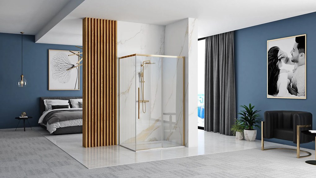 Rea - SOLAR GOLD ELEGANT sprchový kout 80 x 100 cm, čiré sklo/zlatý profil, REA-K4901