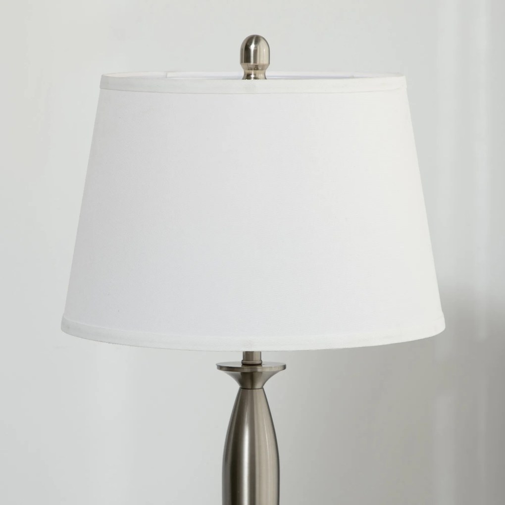 HOMCOM 3-dílná sada stojací lampa a 2 stolní lampy E27 stříbrná a bílá pro obývací pokoj ložnici moderní osvětlení