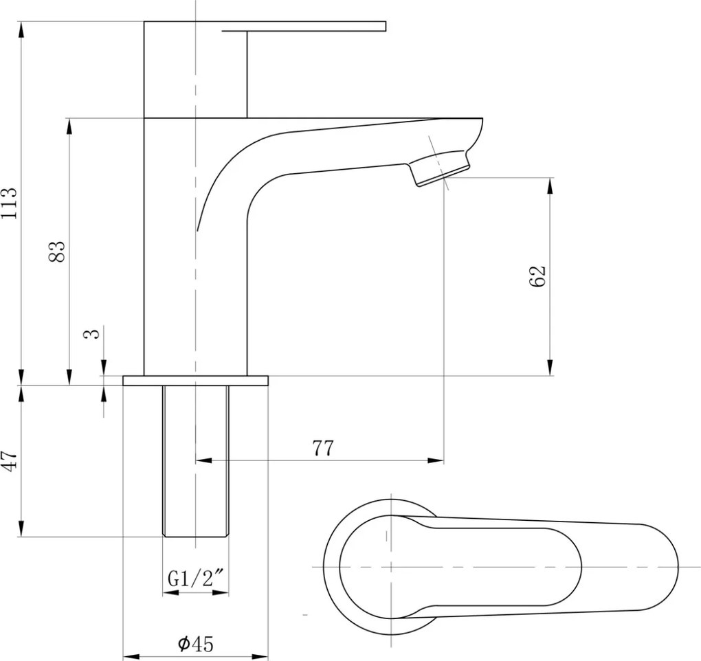 Sapho Small umyvadlová stojánková baterie na studenou vodu 113 mm chrom SM23 Koupelny Bernold