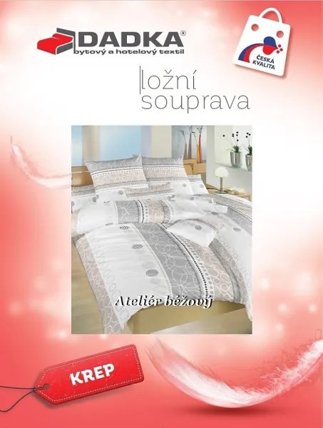 DADKA Povlečení krep Ateliér béžový 240x200, 2x70x90 cm