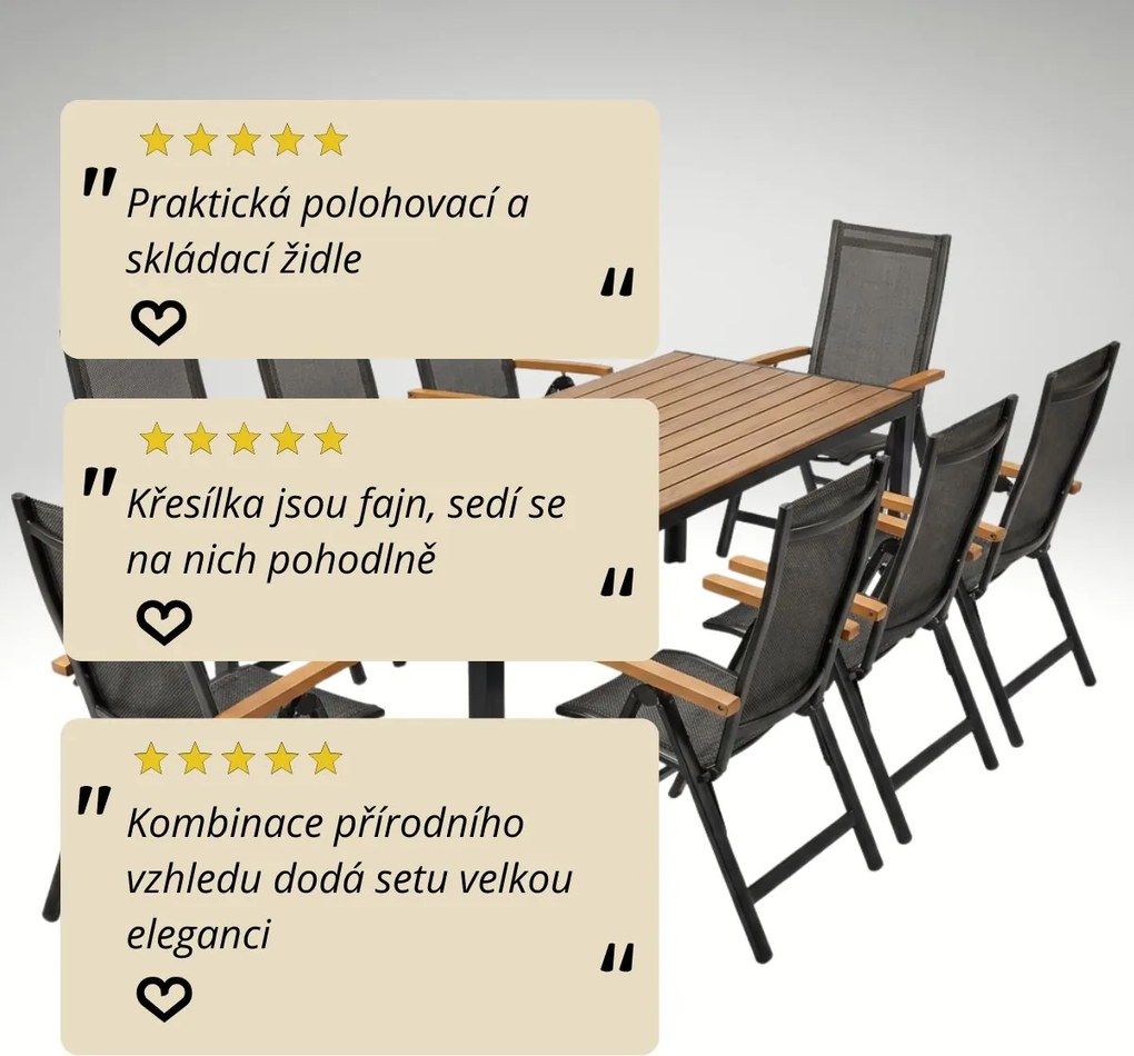 Vikio Zahradní jídelní set 190x90 pro 8 osob přírodní VZS211P8