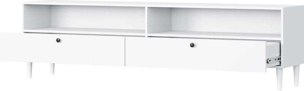 TV stolek s policí a skříňkami DULLUM 200x58cm, bílý