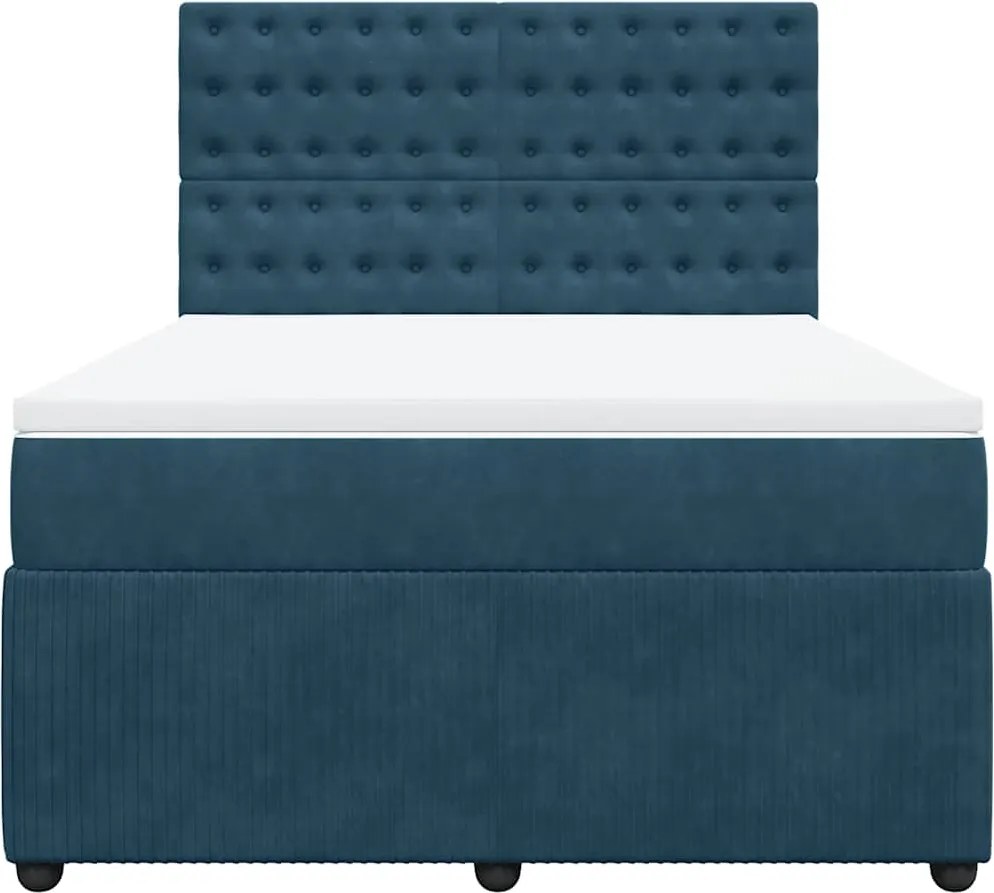 Box spring postel s matrací tmavě modrá 140x190 cm samet 3292350