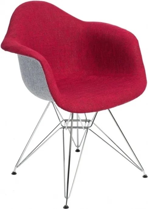 Designová židle DAR čalouněná, červená/šedá