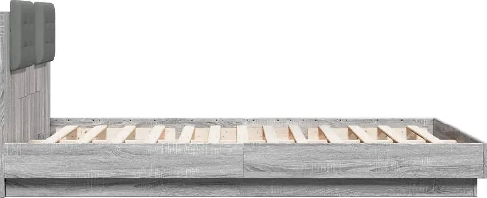 Rám postele s čelem a LED osvětlením šedý sonoma 120 x 200 cm 3210022