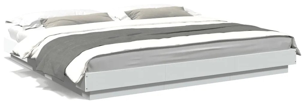 Rám postele s LED osvětlením bílý 200 x 200 cm kompozitní dřevo,  3281070