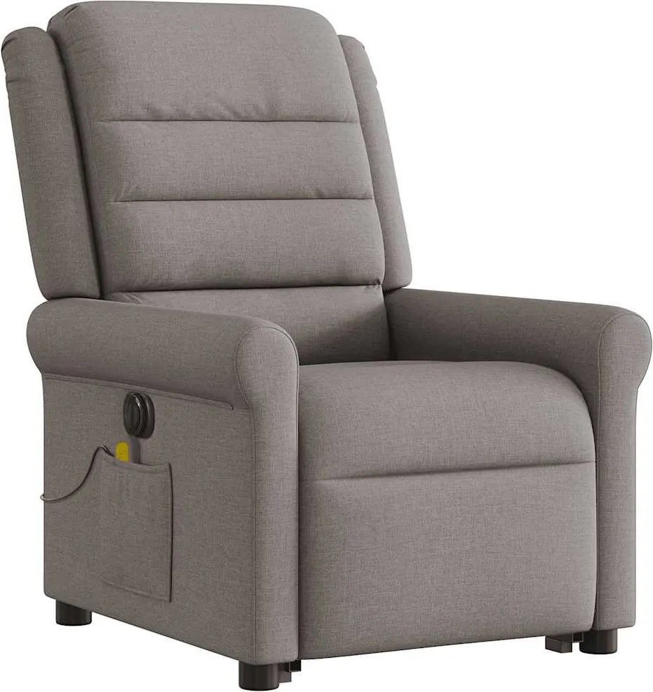 Elektrické zvedací masážní polohovací křeslo taupe textil 3303351