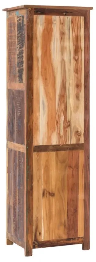 furniture-nabytek.cz - Masivní koupelnová vysoká skříňka Samira z recyklovaného dřeva, lakovaná, hnědá – 50×40×180 cm