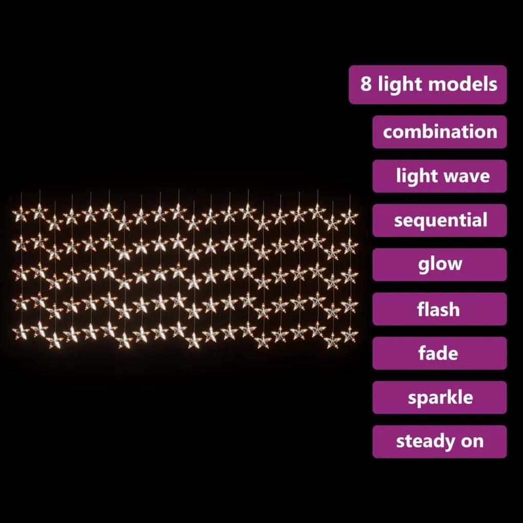 Světelný závěs hvězdičky 500 LED teplé bílé světlo 8 funkcí