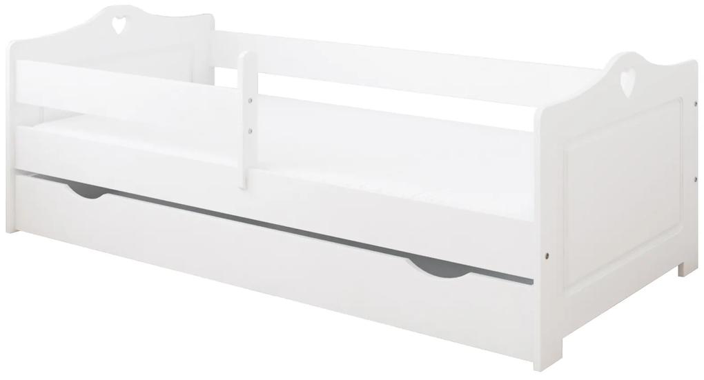 BabyBeds Dětská postel EMMA srdíčka Velikost postele: 180x80 cm, Barevné provedení: Olše, Úložný prostor: Ne, bez úložného prostoru Bílá