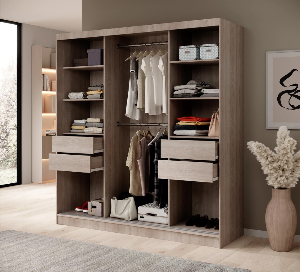 ADRK Furniture Šatní skříň s zrcadlem Ida 200 ADRK-SW-IDA-SB-200