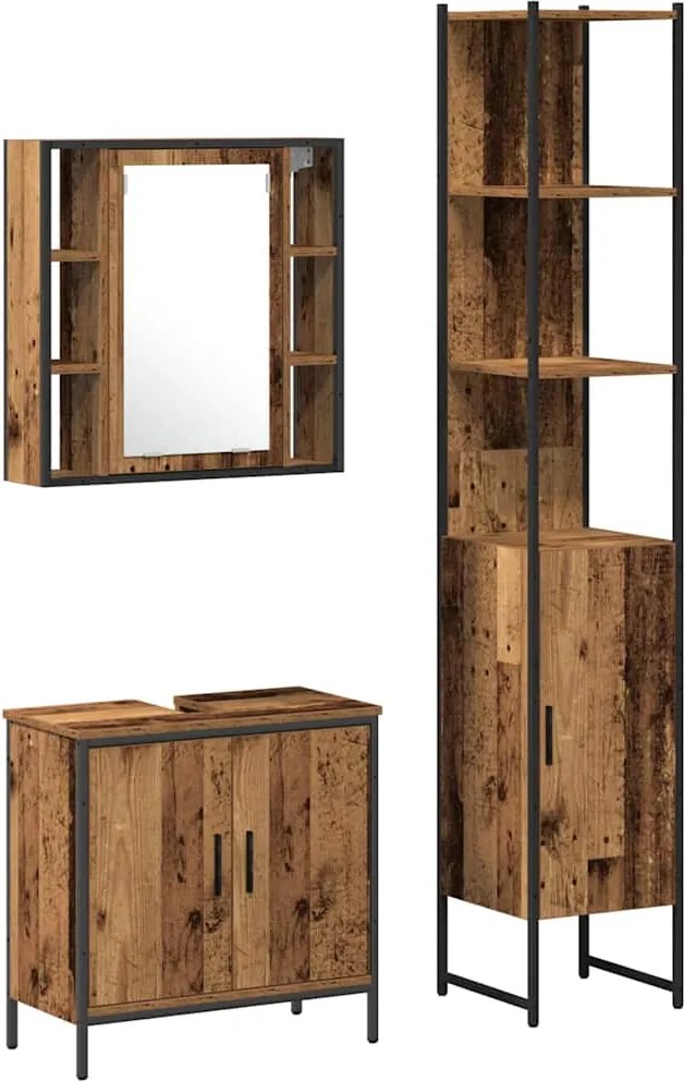 Koupelnové umyvadlové jednotky 3 ks Hnědá 33 x 33 x 185,5 cm 3332554