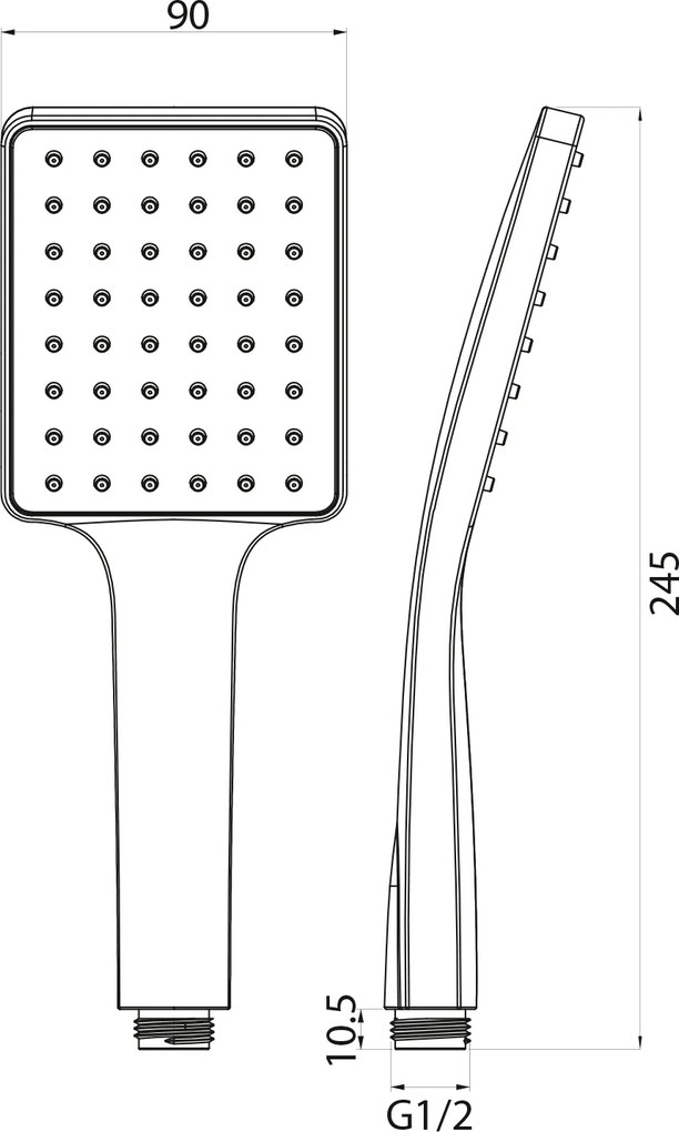 Sapho ruční sprcha 245 mm plast černá mat SK779B