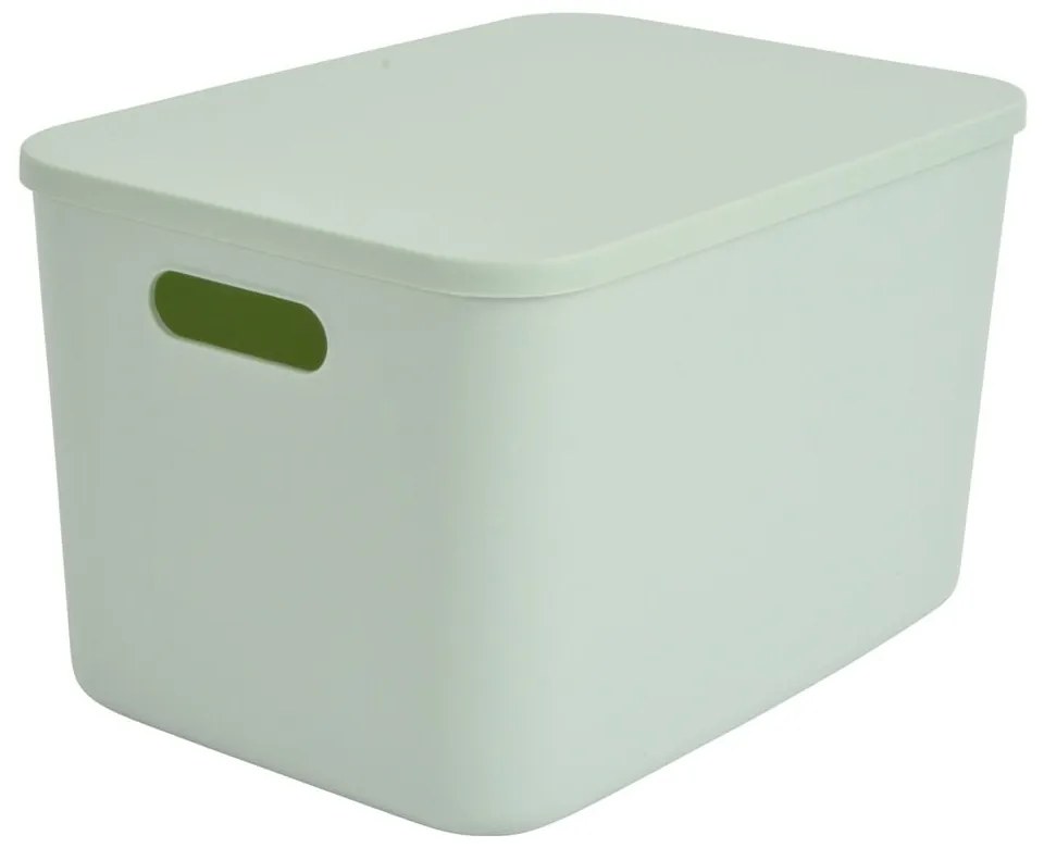 Světle zelený plastový úložný box s víkem 35,5x25,5x23 cm – Homéa