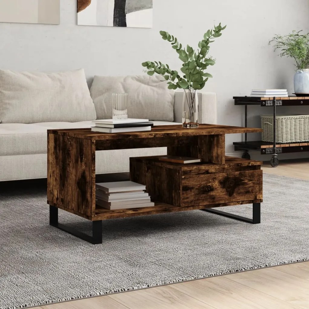 Konferenční stolek kouřový dub 90x49x45 cm kompozitní dřevo
