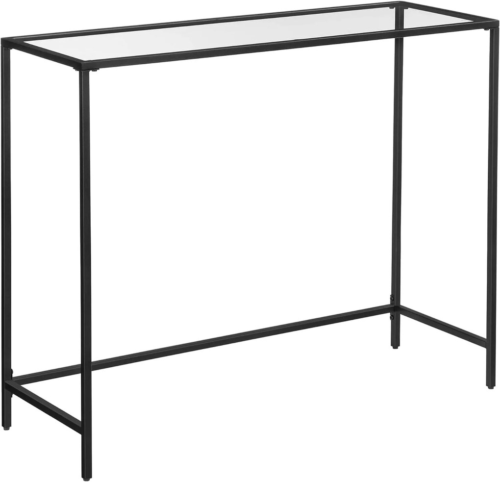VASAGLE Konzolový stolek skleněný čirý černý