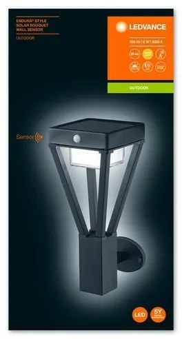 Ledvance - LED Solární nástěnné svítidlo se senzorem BOUQUET LED/6W/3,7V IP44