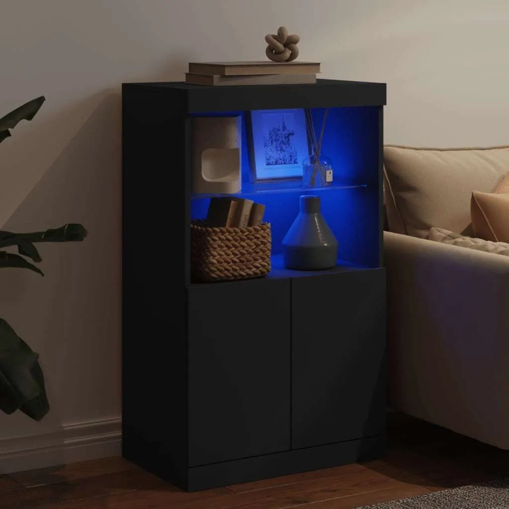 vidaXL Příborník s LED osvětlením 60,5 x 37 x 100 cm [836668] Barva: Bílá
