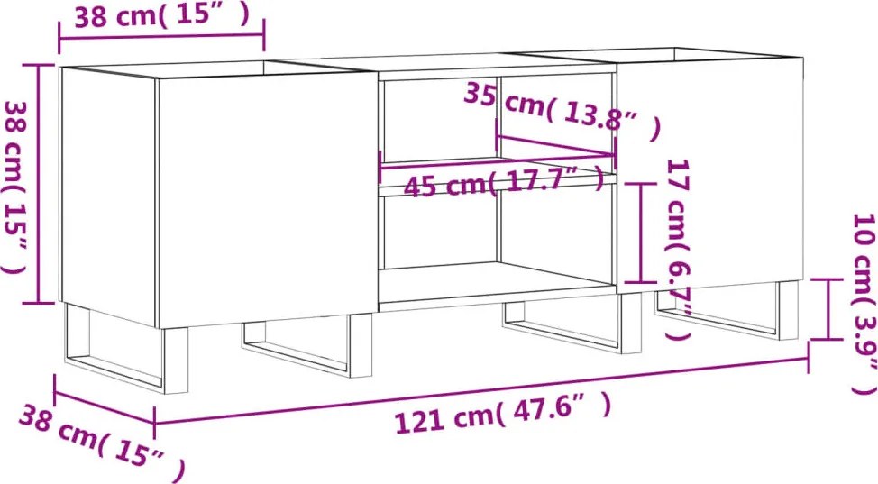 vidaXL Skříňka na LP desky 121 x 38 x 48 cm kompozitní dřevo [831691] Barva: Černá