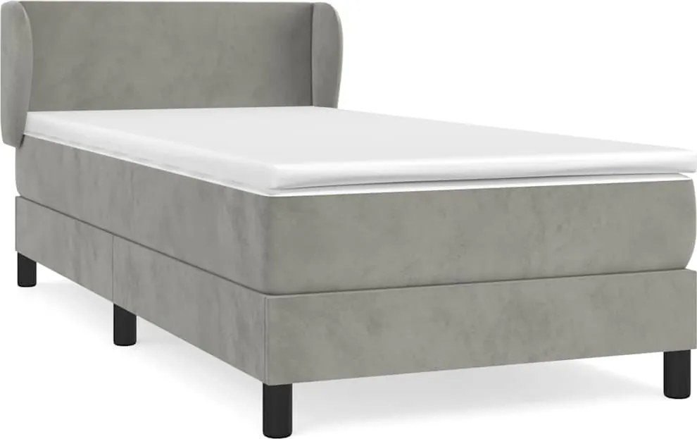 Box spring postel s matrací světle šedá 90x200 cm samet 3127349
