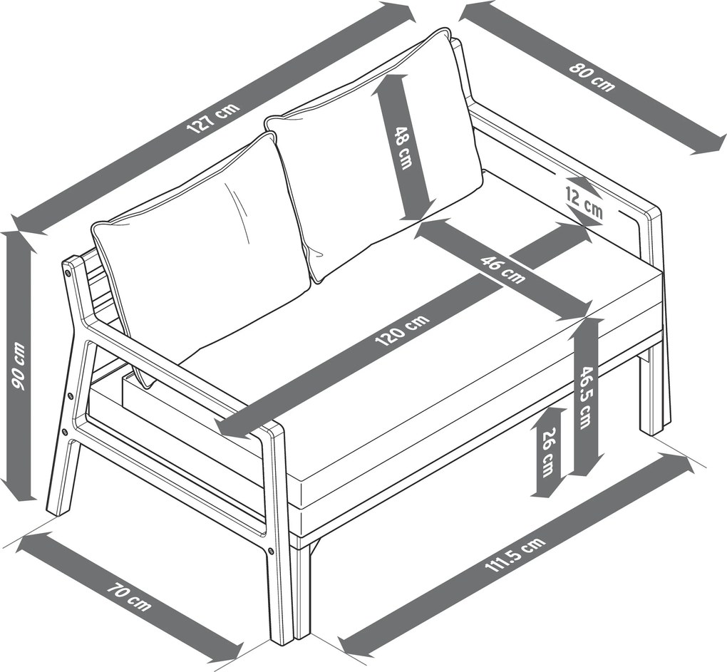 Tchibo - Rozkládací zahradní pohovka - barva: šedá