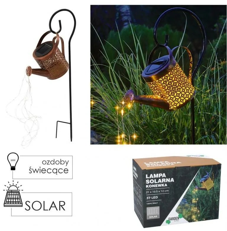 Aldotrade Lampa solární Konev, 37 LED, teplá bílá
