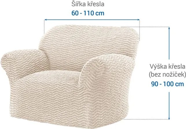 Bielastické potahy CRISTINA smetanová křeslo (š. 60 - 110 cm)