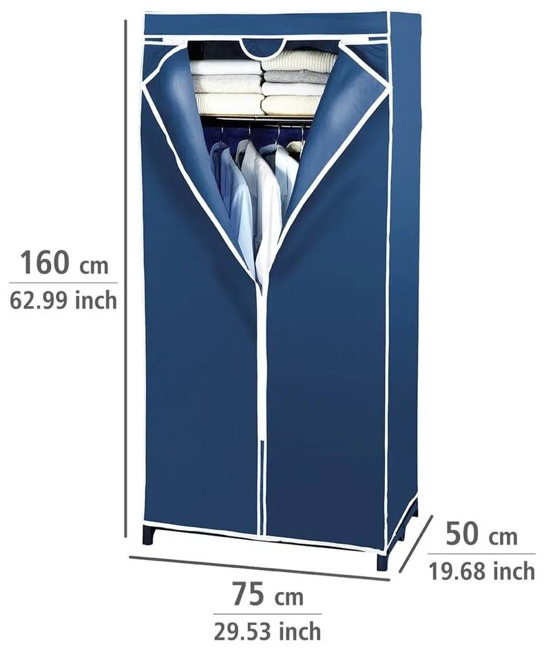 Modrá látková šatní skříň 75x160 cm Air - Wenko