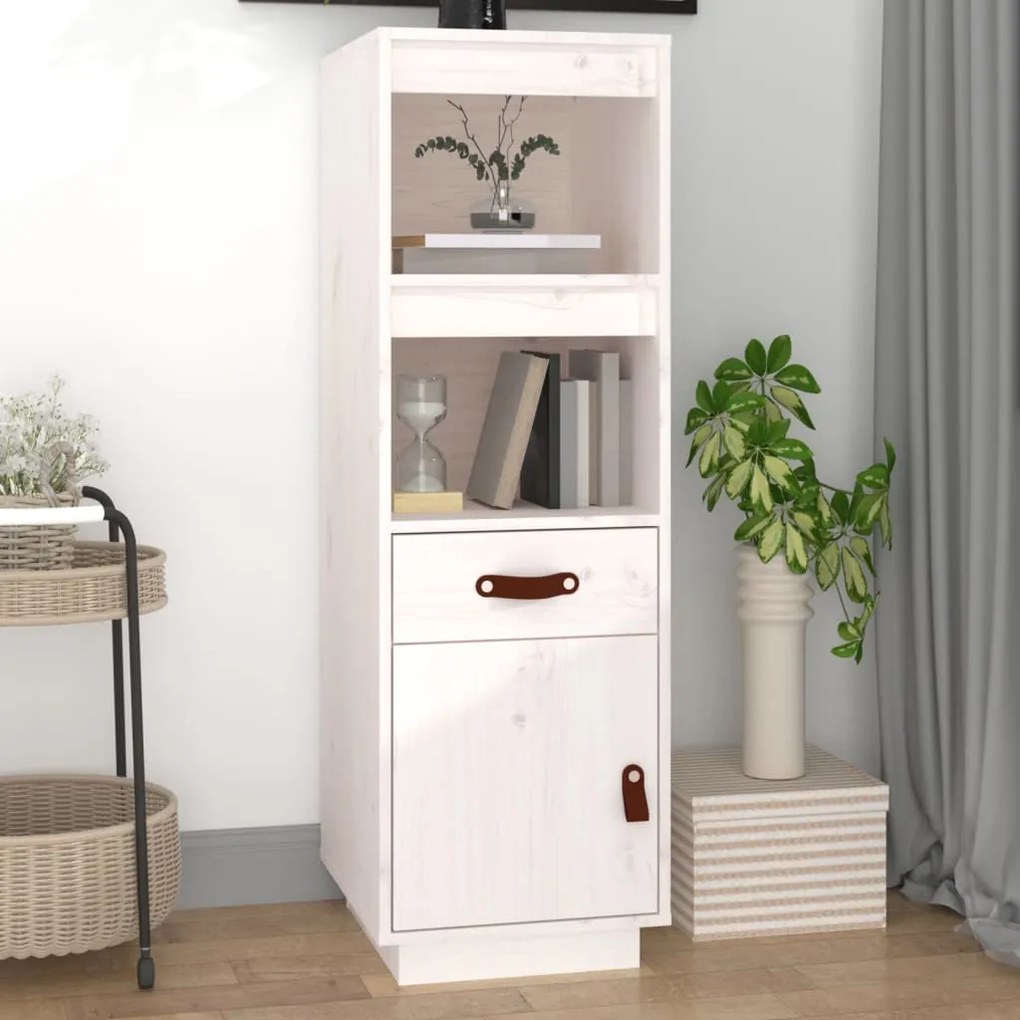 Skříň highboard bílá 34x40x108,5 cm masivní borové dřevo