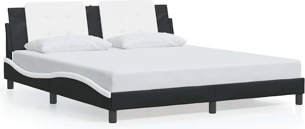 Rám postele bez matrace Zadar černý a bílý 180 x 200 cm umělá kůže 3208203